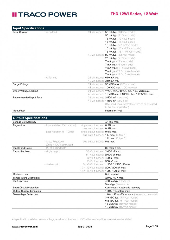 THD 12WI technical document page 2