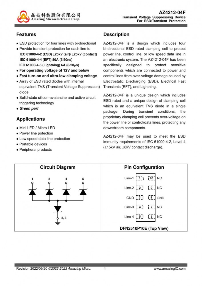 AZ4212-04F datasheet page 1