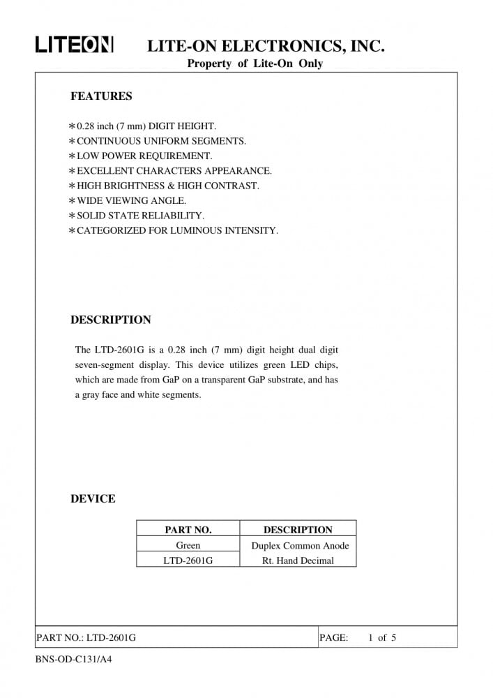 LTD-2601G datasheet page 2