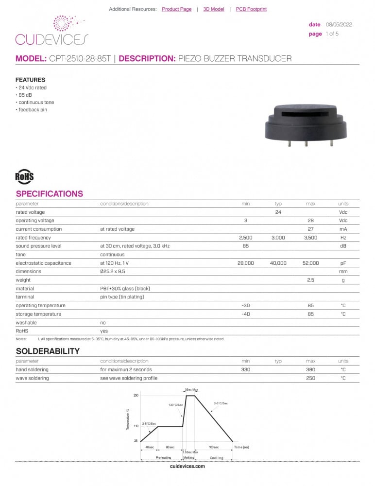 CPT-2510-28-85T datasheet page 1