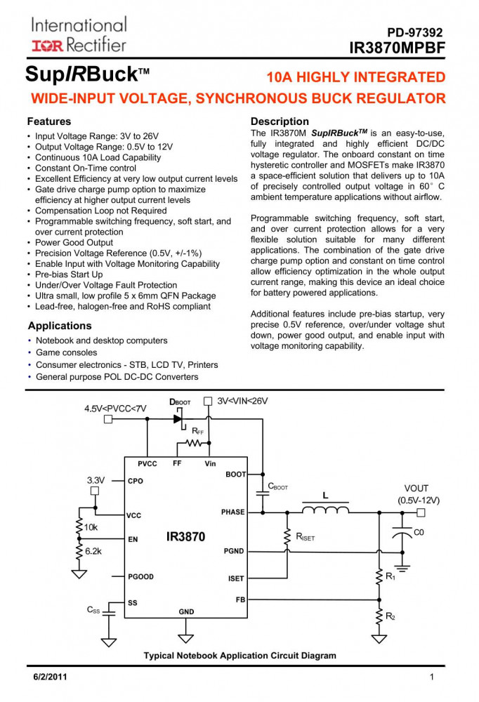 IR3870MTRPBF datasheet page 1