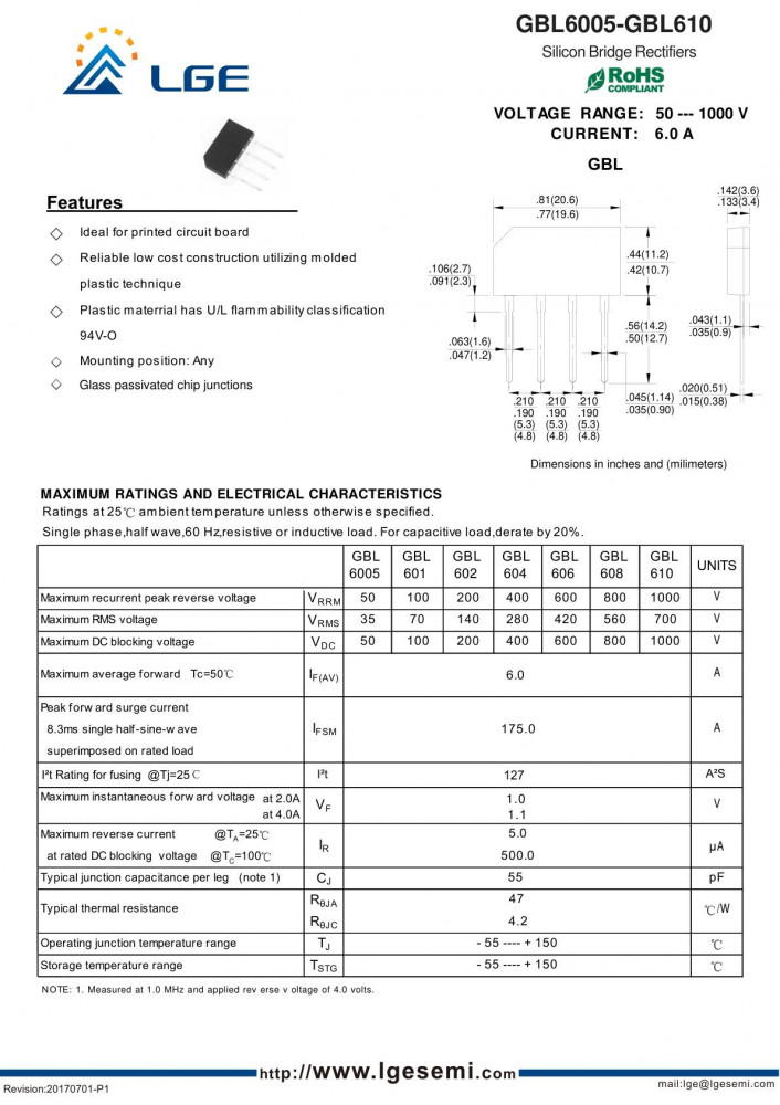 LGE GBL608 datasheet page 1