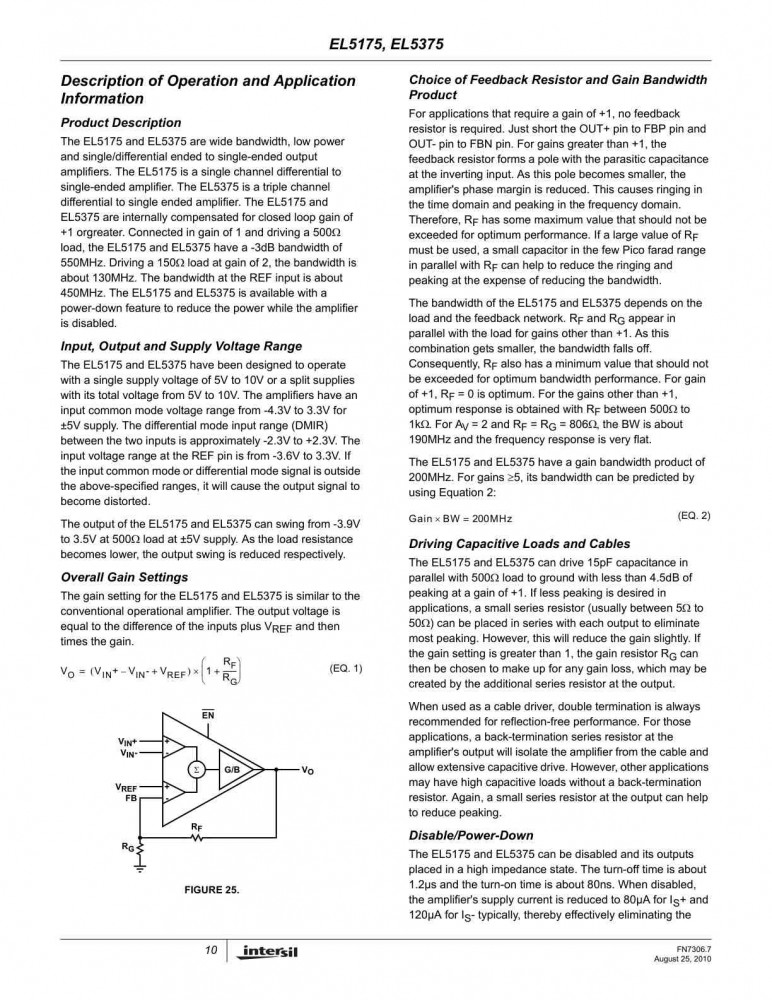 EL5175IY datasheet page 10