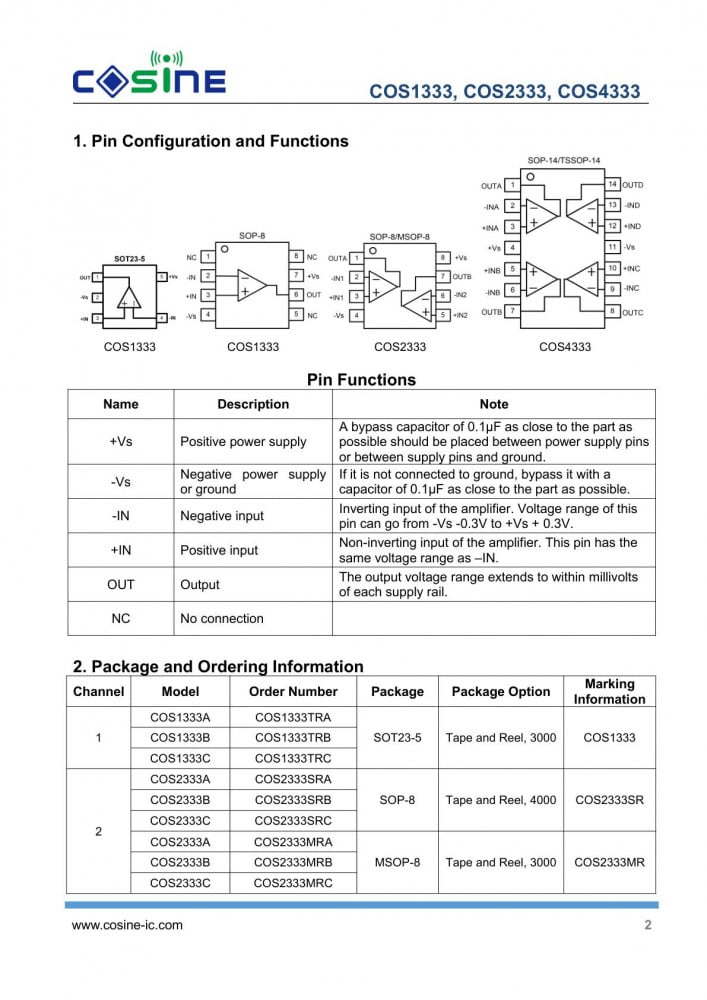 COS1333 datasheet page 2