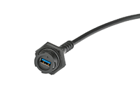 Sealed Industrial USB 3.0 Type A Receptacle-to-USB Type A Plug Dual-Ended Cordset, 1.31m Length