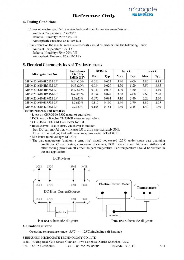 MPIM201610H series specification, page 5