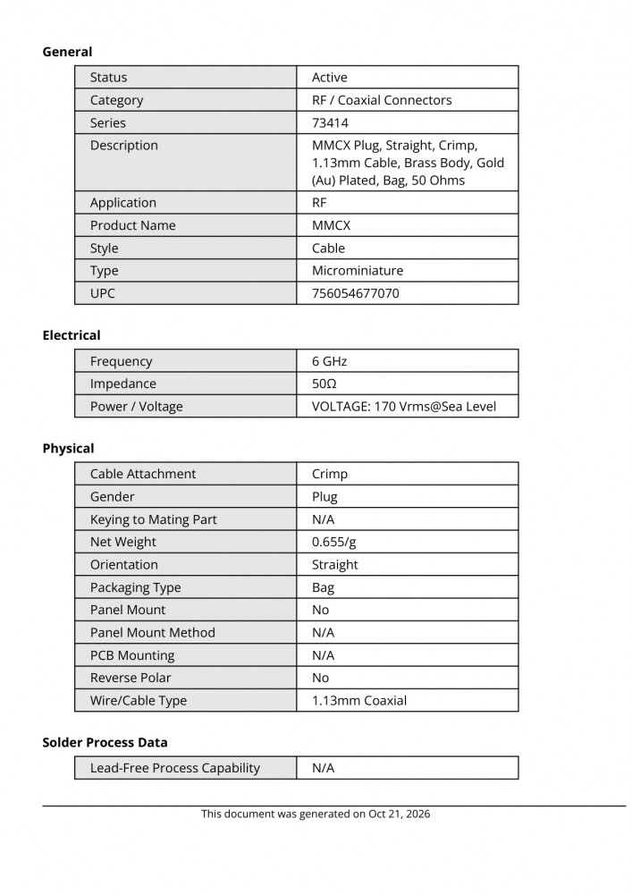 MOLEX 734152251 product document image, page 2