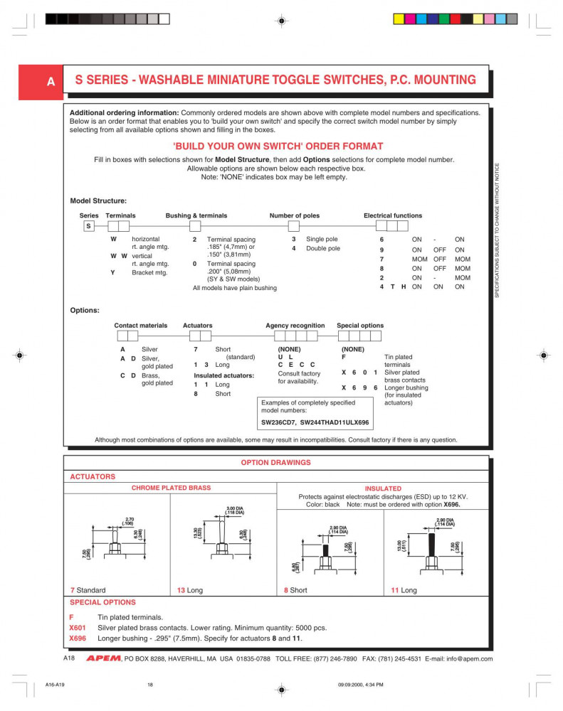 APEM S Series datasheet page 3
