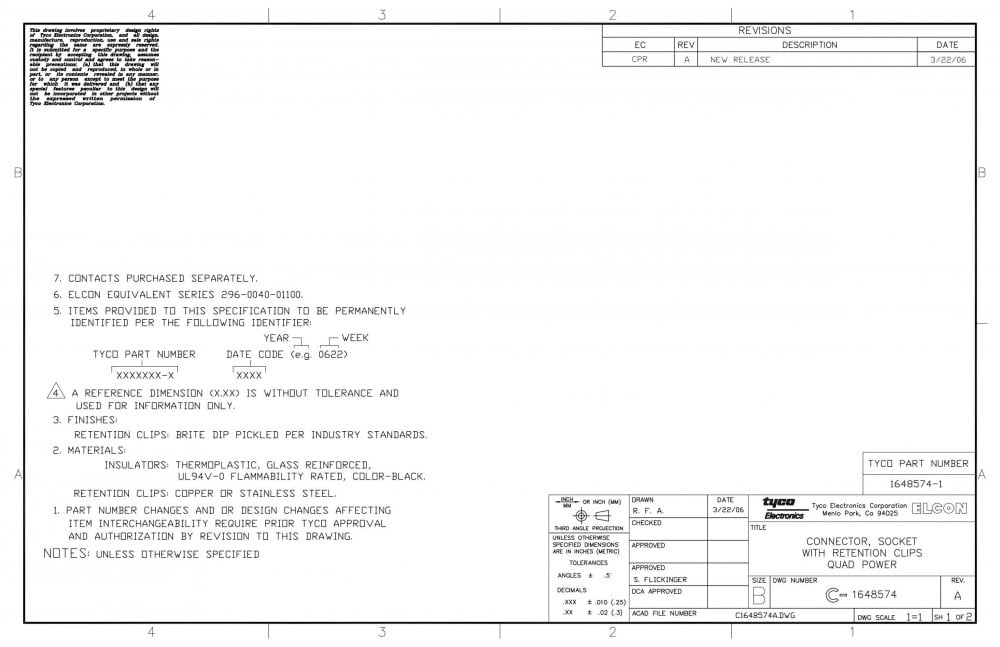 TE Connectivity 1648574-1 technical drawing page 1