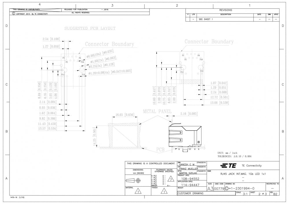 TE Connectivity 1-2301994-0 customer drawing sheet 2