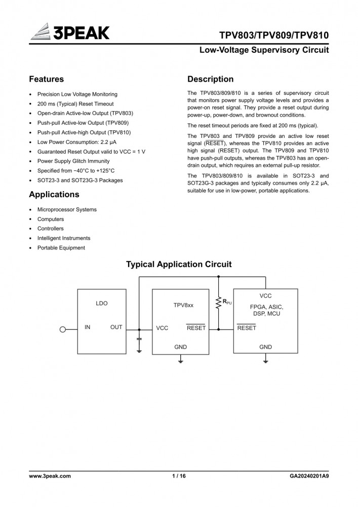 TPV809S-3STR datasheet page 1