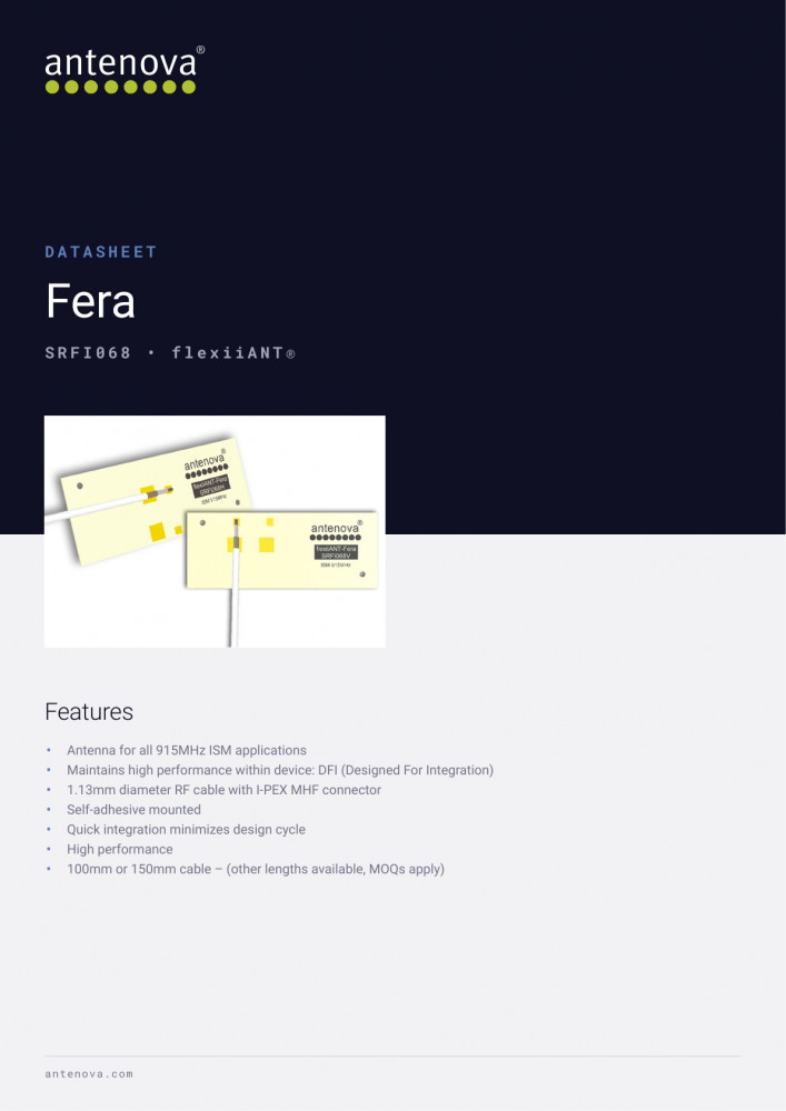 Antenova SRFI068 datasheet page 1