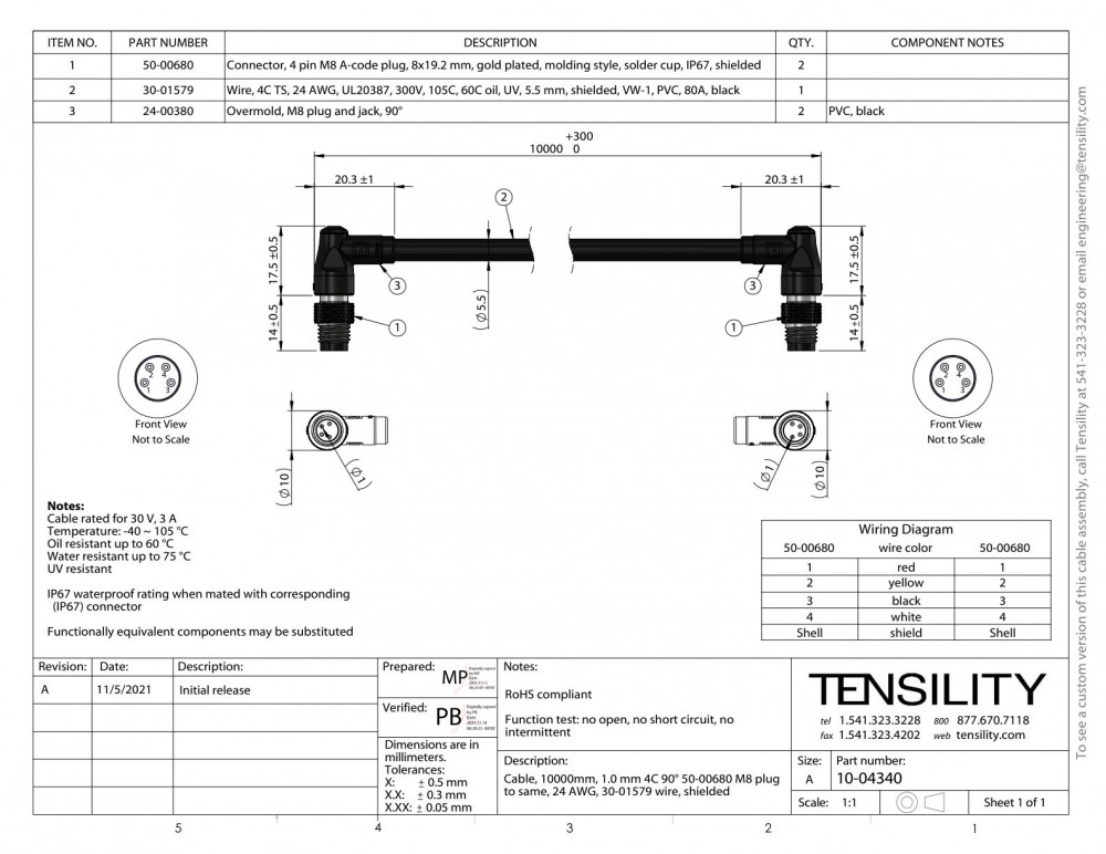 10-04340 product drawing and wiring documentation
