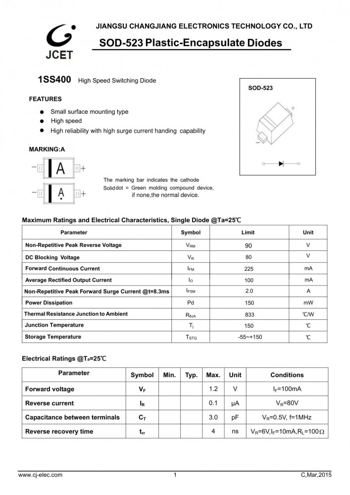 1SS400 datasheet page 1
