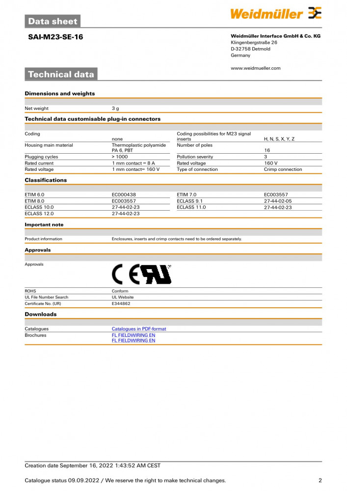 WEIDMULLER 1170080000 technical document page 2