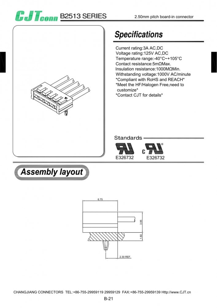 CJT B2513H series technical document page 1