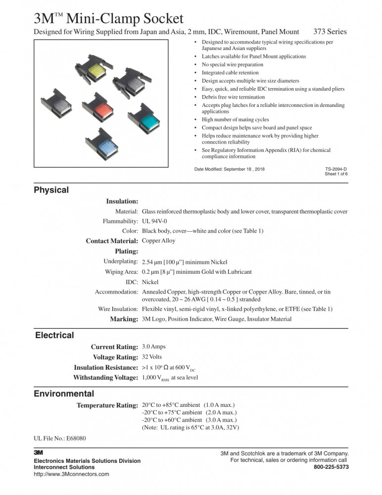 3M Mini-Clamp Socket datasheet page 1