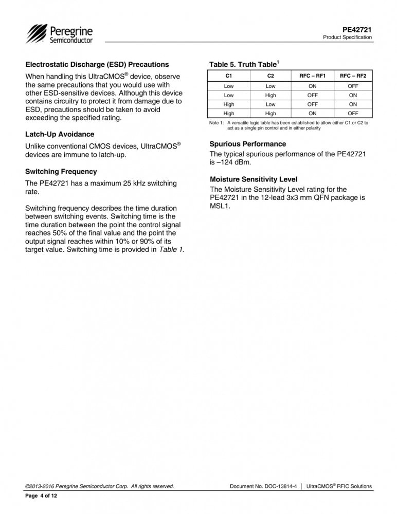 PE42721 datasheet page 4