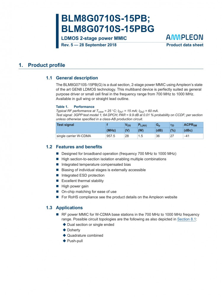 BLM8G0710S-15PBGY datasheet page 1