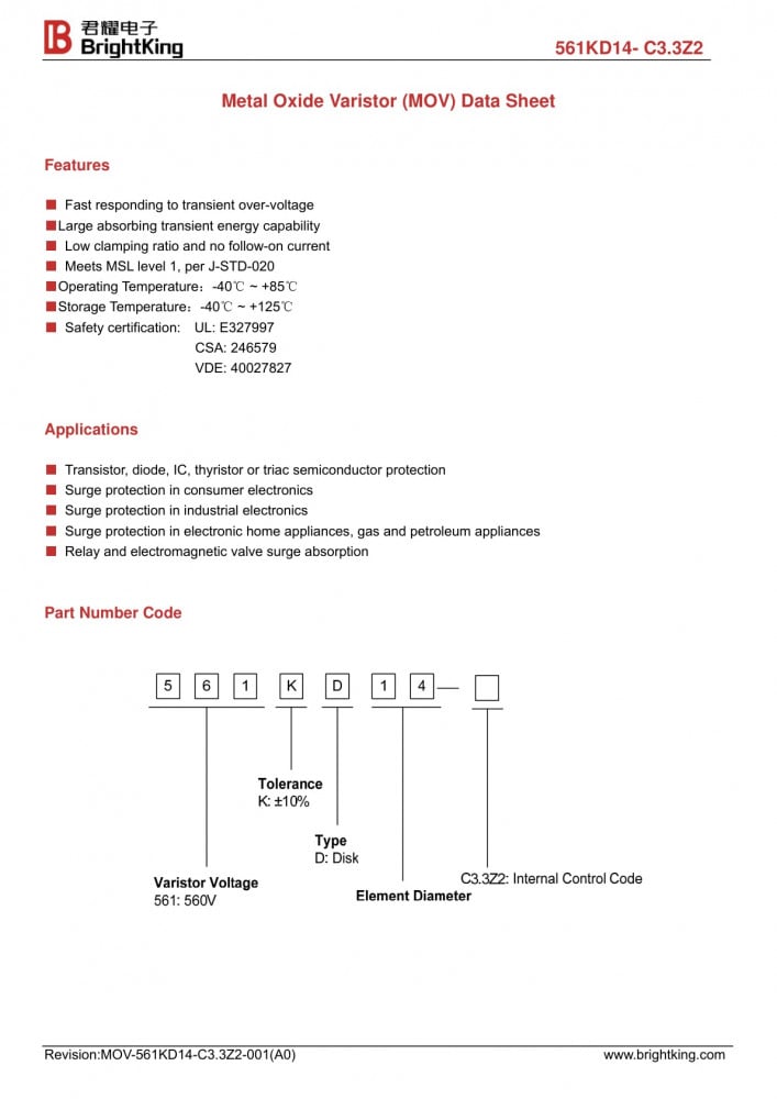 561KD14-C3.3Z2 datasheet page 1