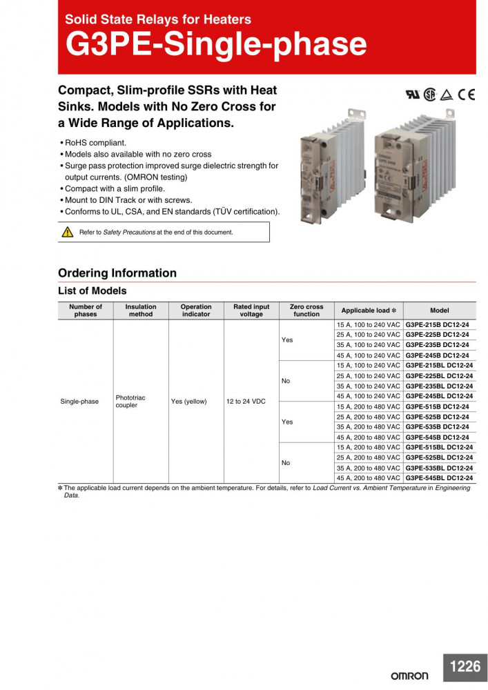 OMRON G3PE datasheet page 1