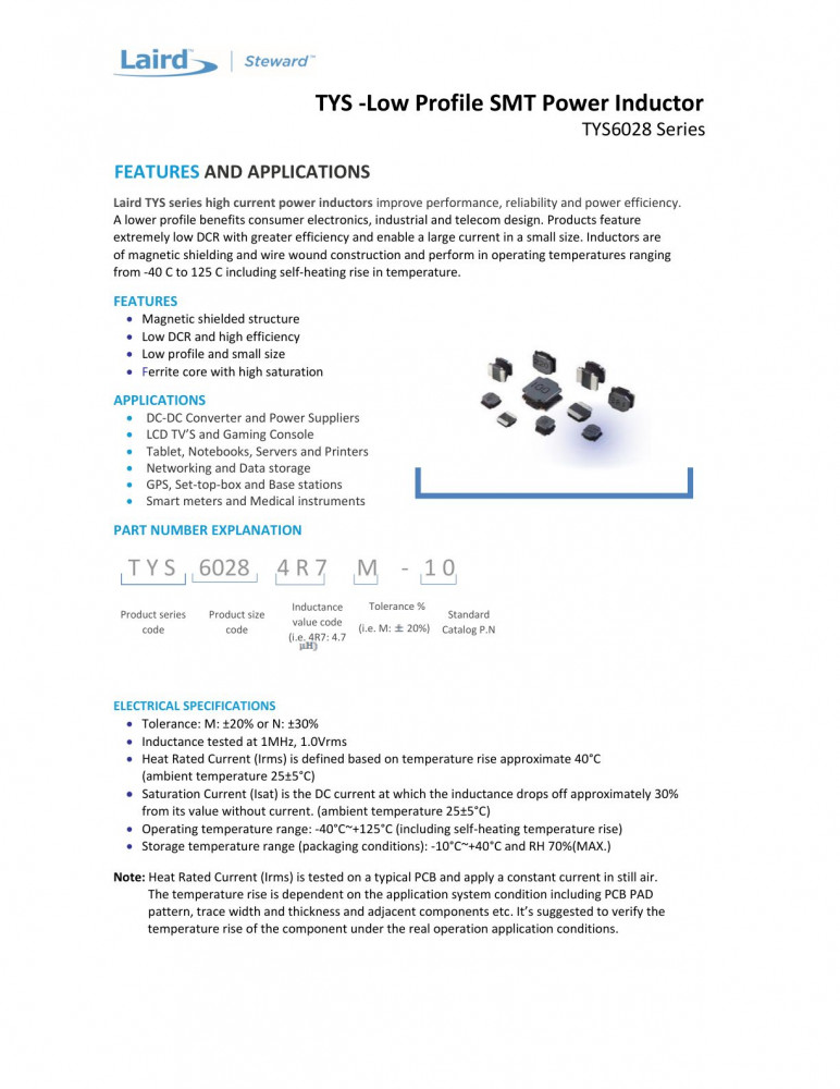 Laird TYS6028 series datasheet page 1