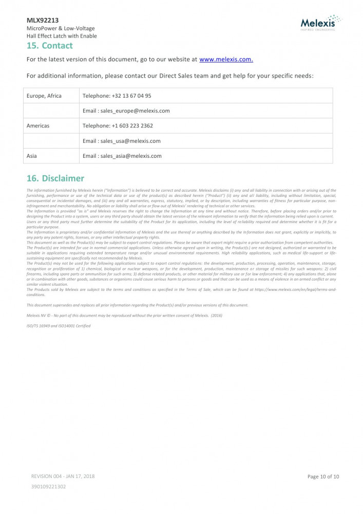 MLX92213 datasheet page 10