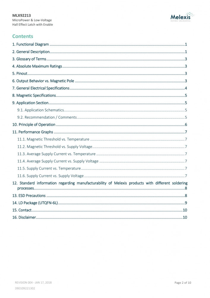 MLX92213 datasheet page 2