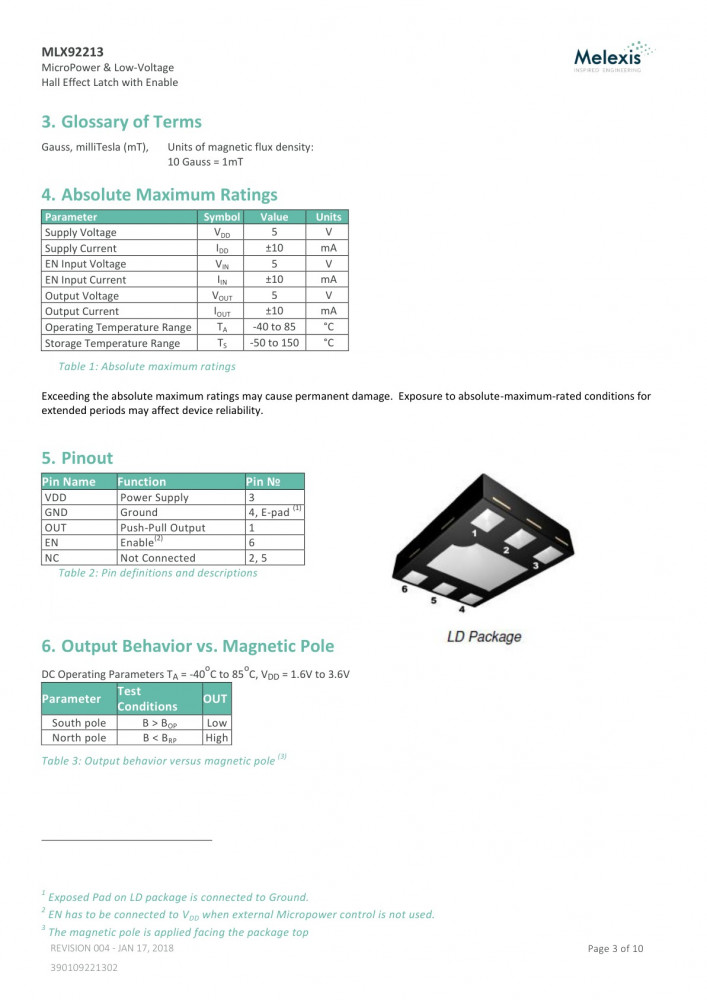 MLX92213 datasheet page 3