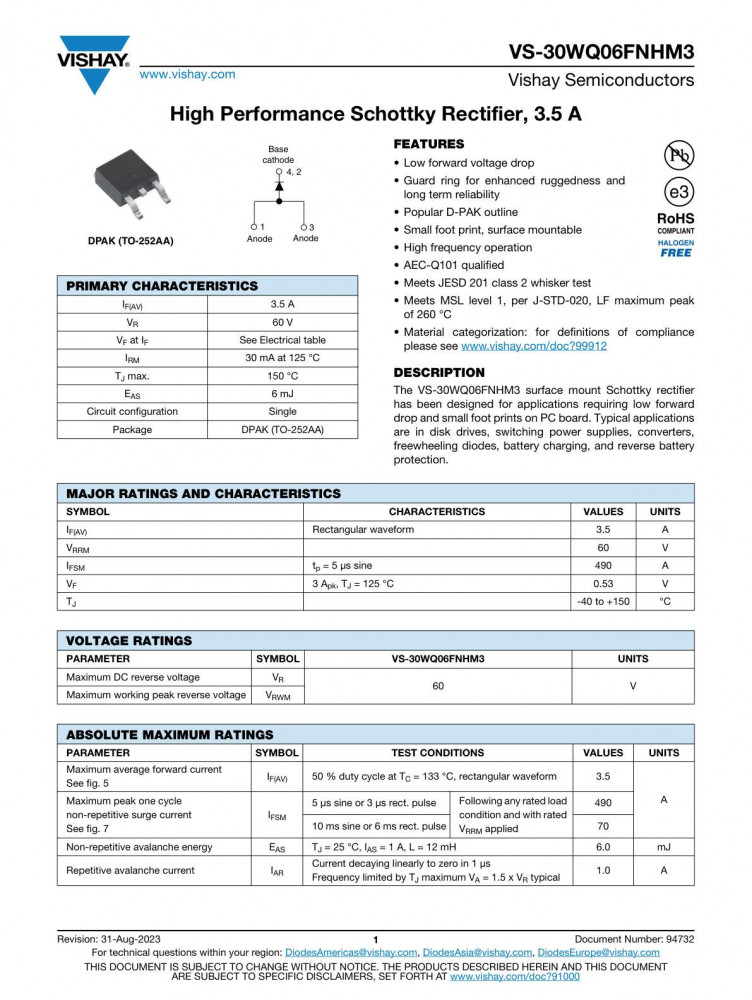 VS-30WQ06FN datasheet page 1