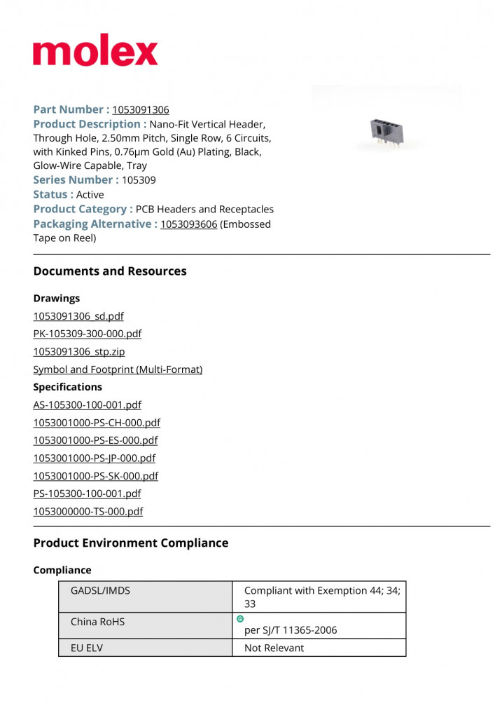 Nano-Fit product specification page 1