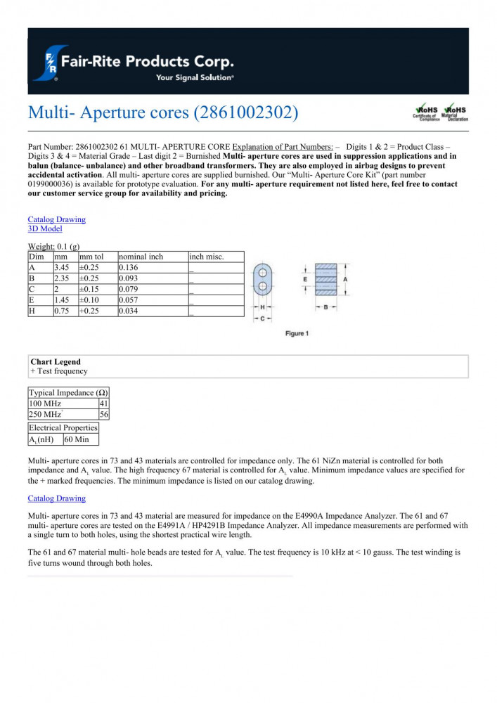 2861002302 catalog drawing and product information