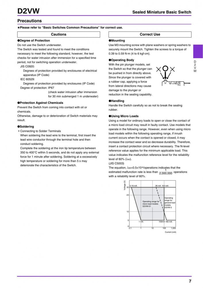 OMRON D2VW technical document page 7