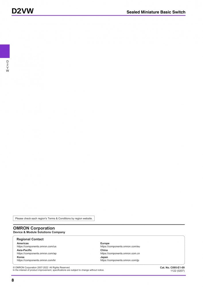 OMRON D2VW technical document page 8