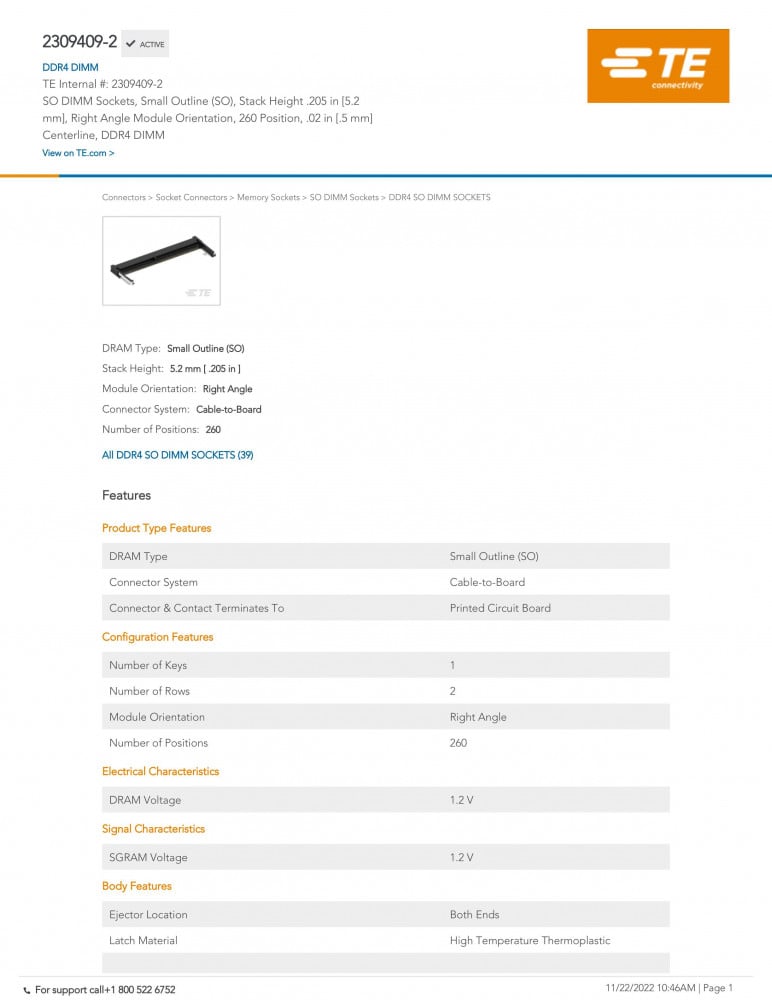 TE Connectivity 2309409-2 technical document page 1