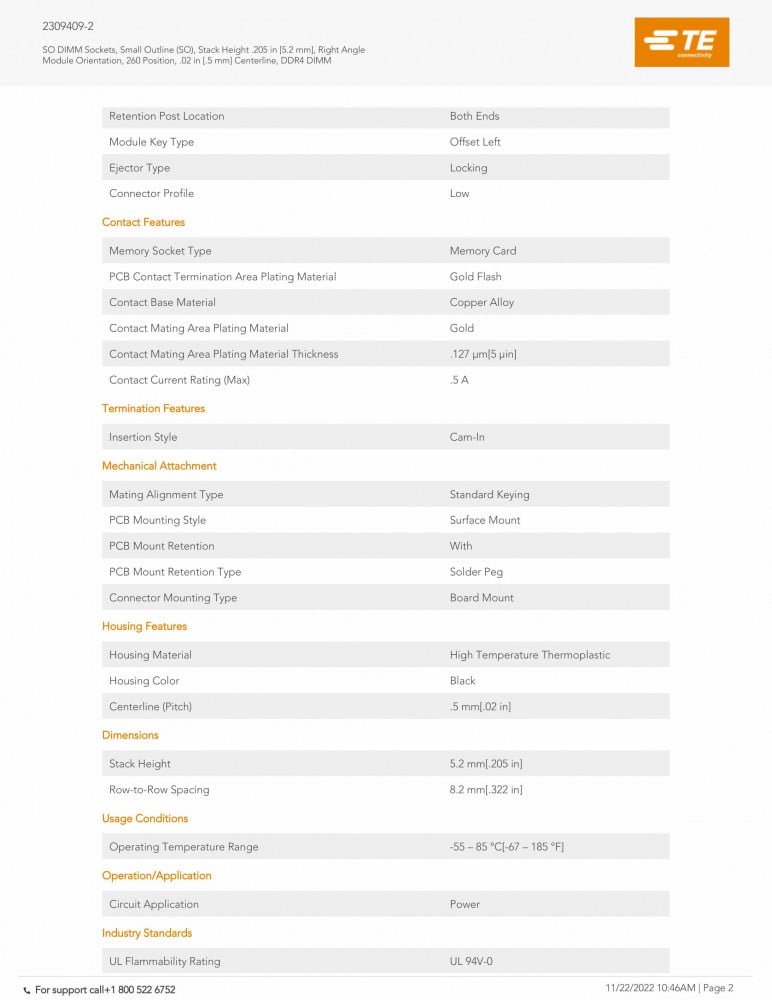 TE Connectivity 2309409-2 technical document page 2
