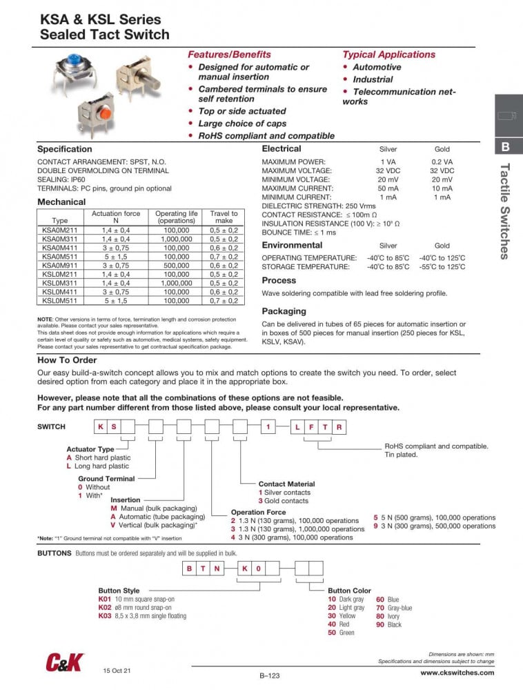 KSA0V411LFTR datasheet page 1