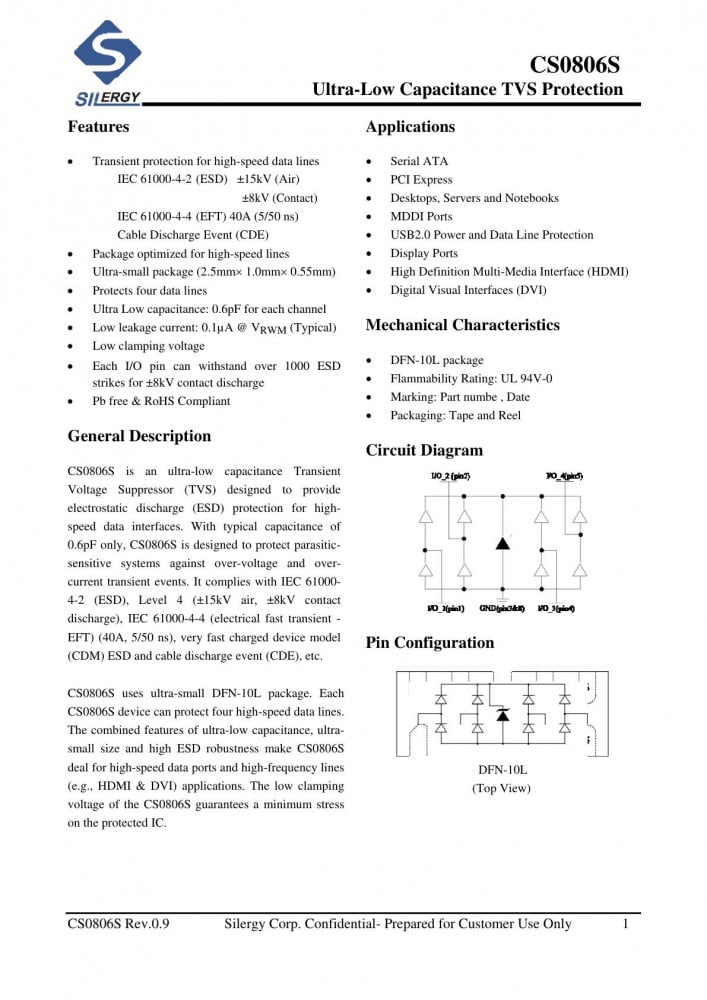 CS0806S datasheet page 1
