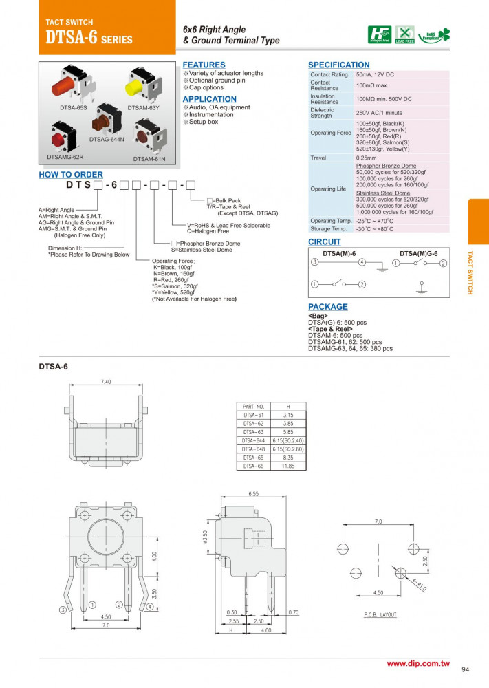 DTSA-6 product ordering and features page