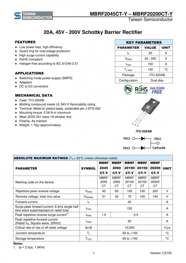 MBRF2060CT-Y datasheet page 1