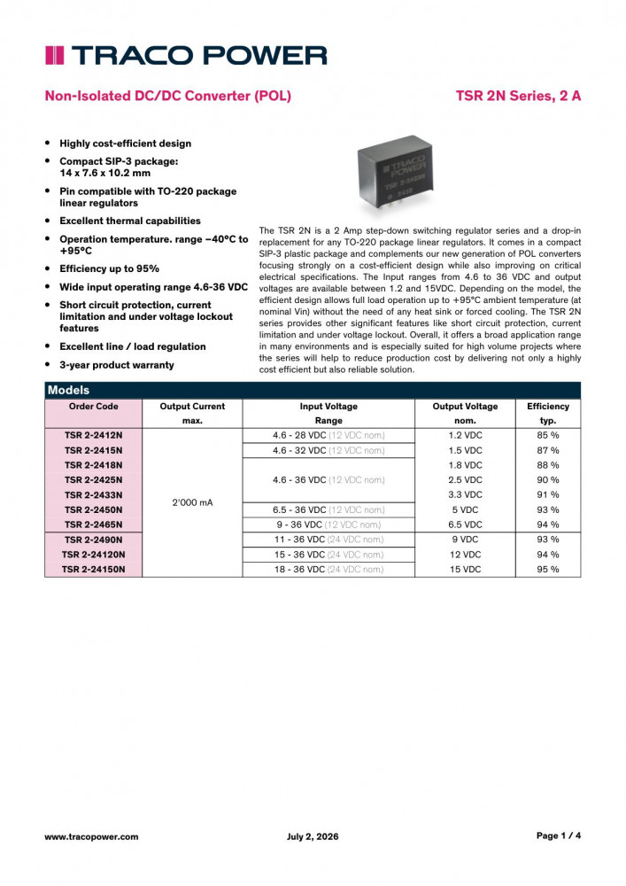 TSR 2-24150N technical document page 1