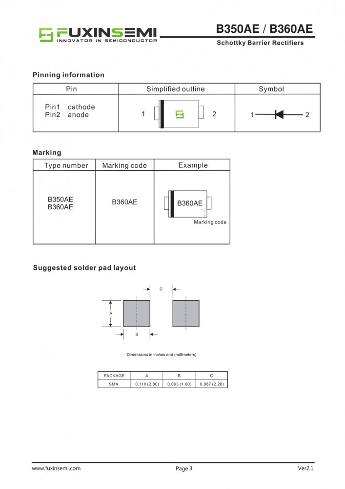 B360AE datasheet page 3