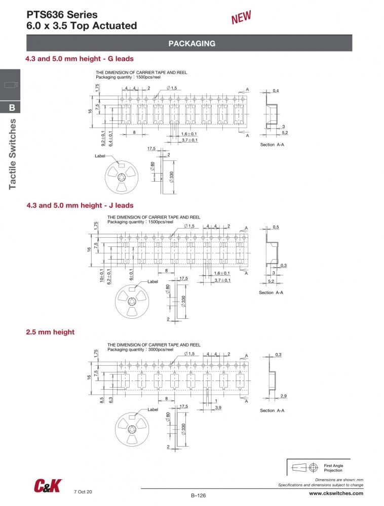 C&K PTS636 technical document page 6