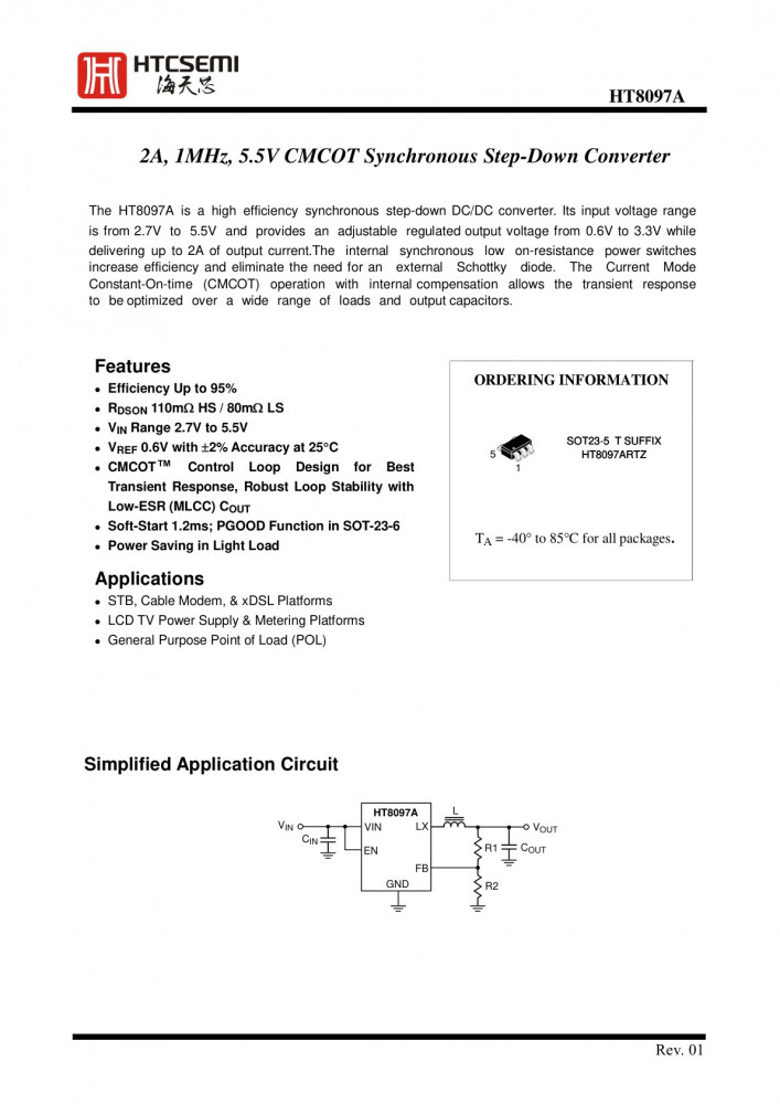 HT8097A datasheet page 1