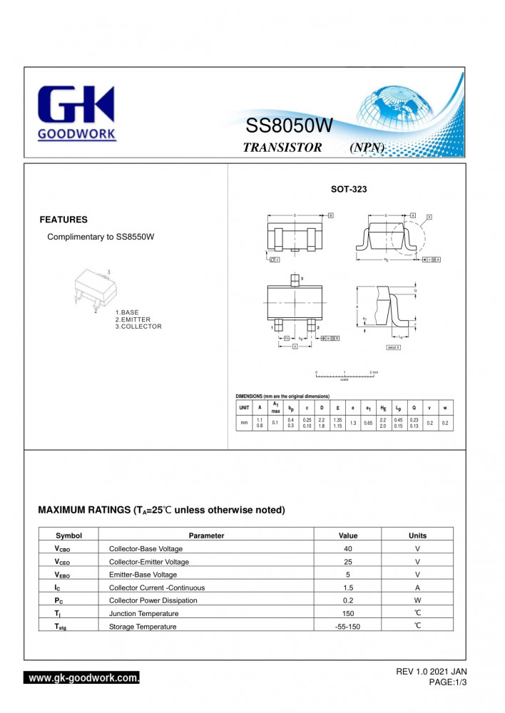 SS8050W datasheet page 1