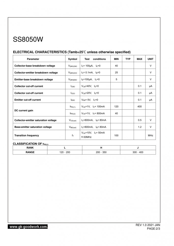SS8050W datasheet page 2