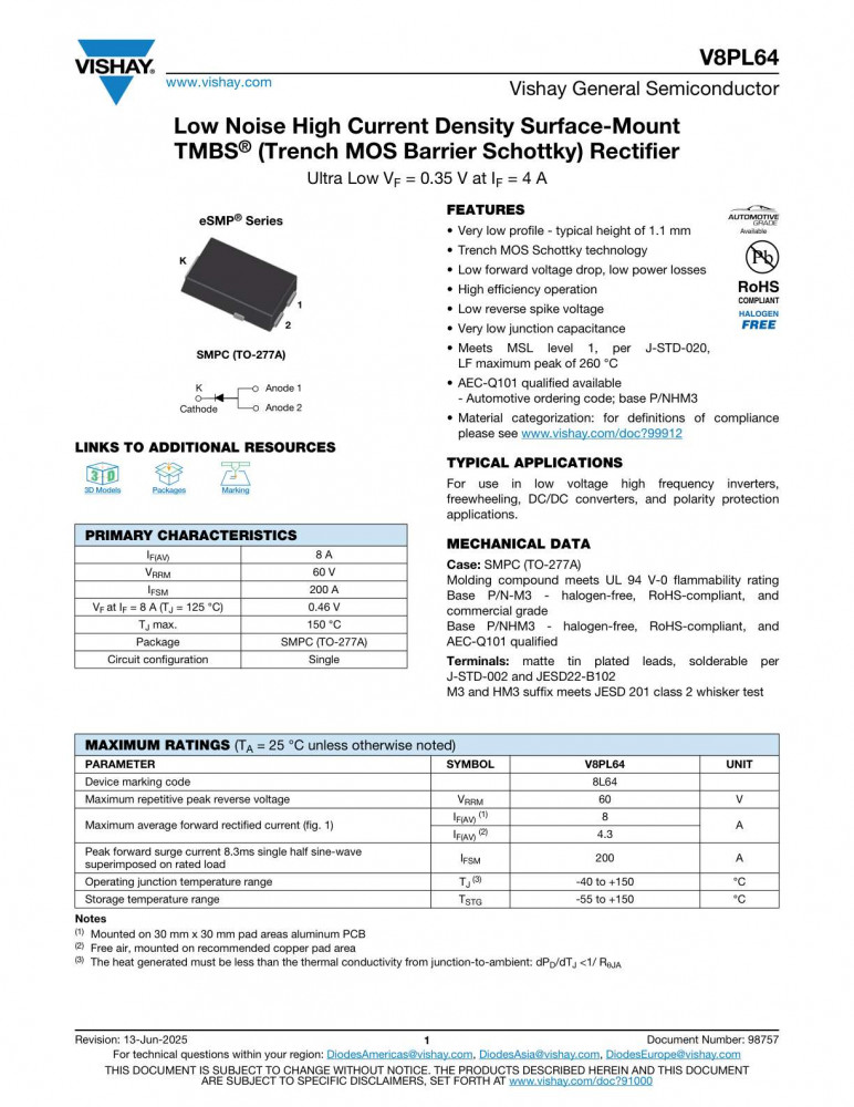 V8PL64 datasheet page 1 preview
