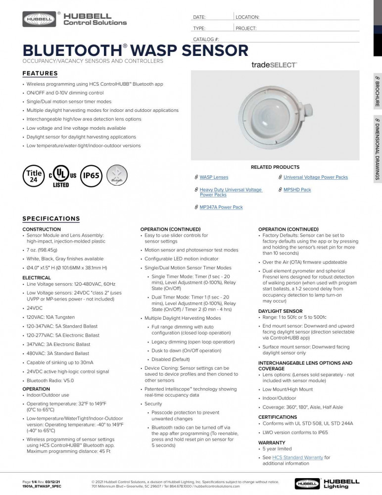 WSPDBSM24V technical document page 1