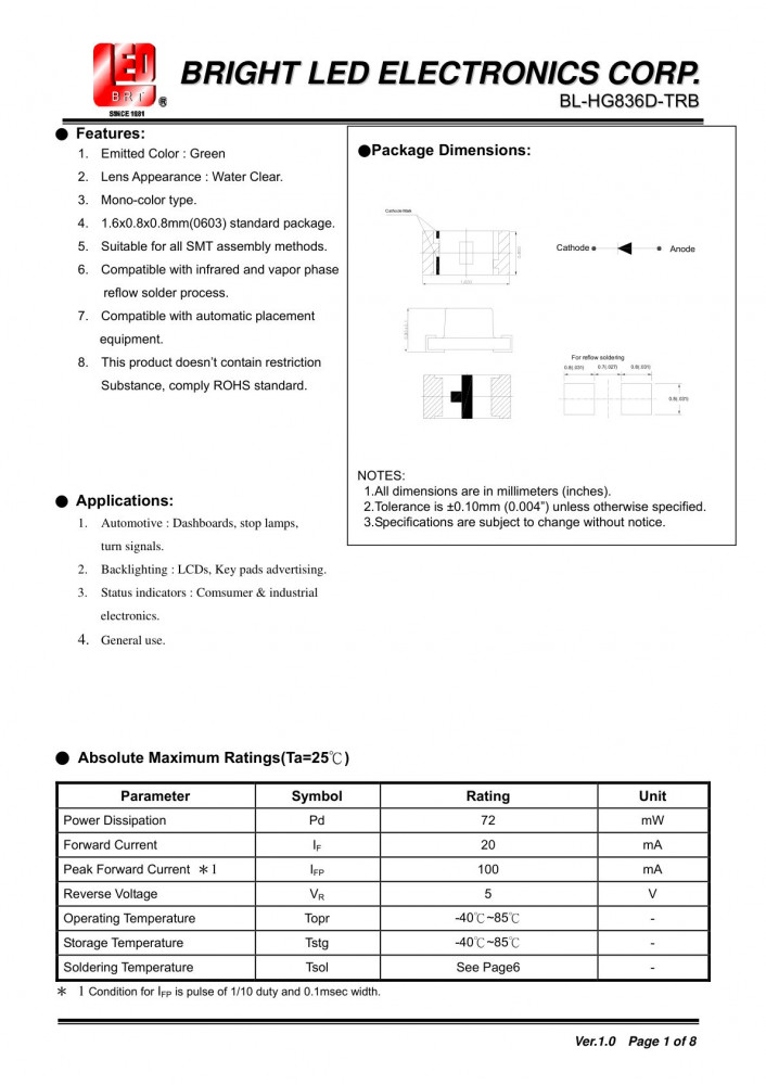 BL-HG836D-TRB datasheet page 1