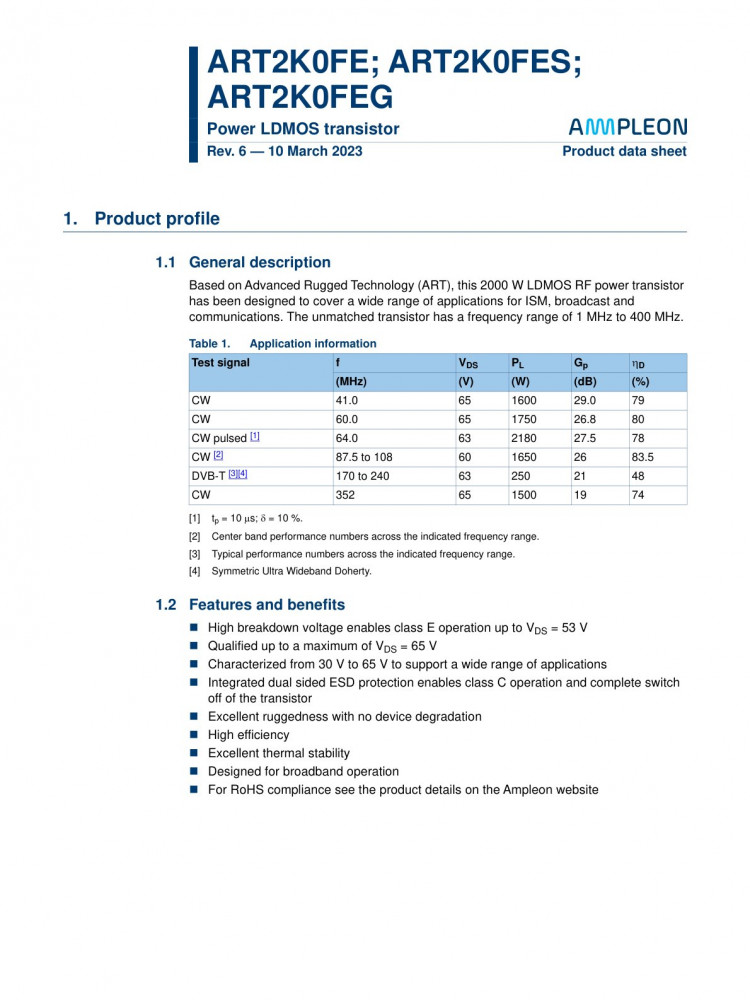 ART2K0FEU datasheet page 1